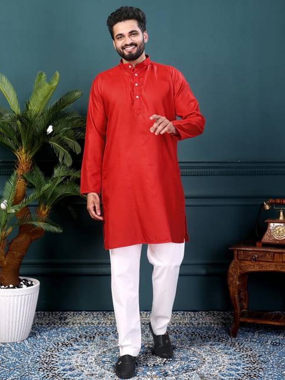 Buy BH FAB Men Red Cotton Kurtas - Kurtas for Men 35924202 | Myntra