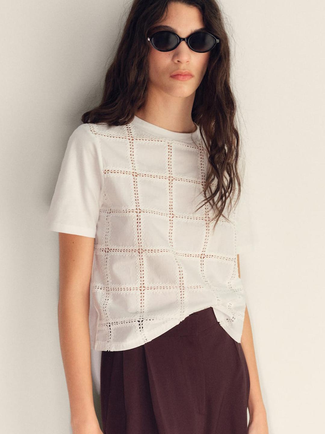 Buy MANGO Thread Embroidered Pure Cotton Top - Tops for Women 34680927 ...