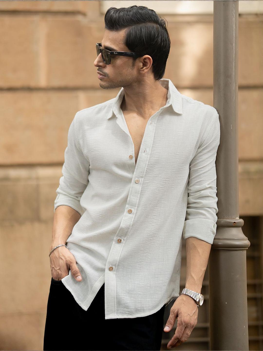 Buy Powerlook Men Solid Spread Collar Casual Shirt - Shirts for Men ...
