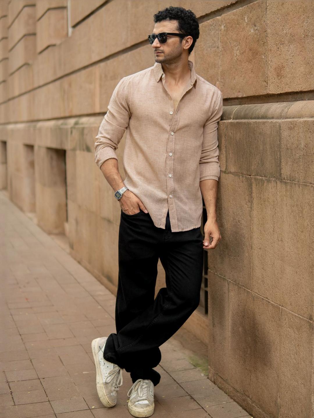 Buy Powerlook Men Slim Fit Solid Spread Collar Casual Shirt - Shirts ...