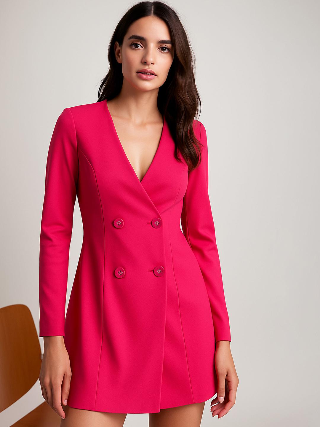 Buy SASSAFRAS Women Double Breasted Short Dress - Dresses for Women ...