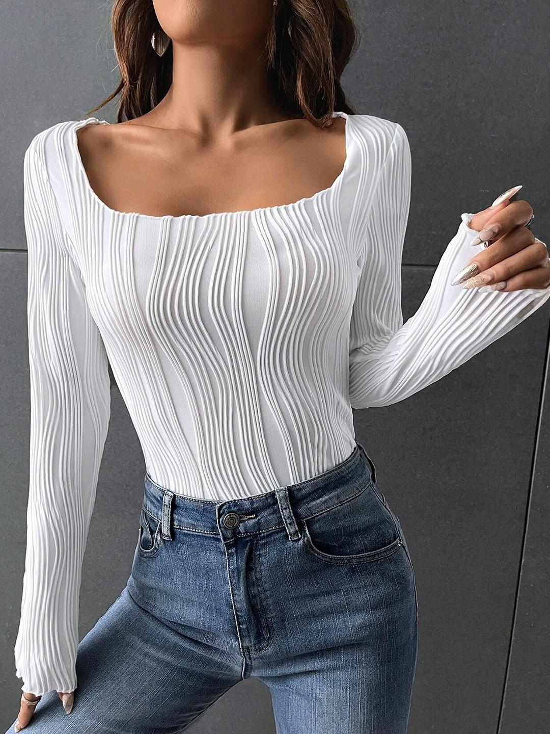 Buy Stylecast X Slyck Women Square Neck Fitted Top - Tops for Women ...