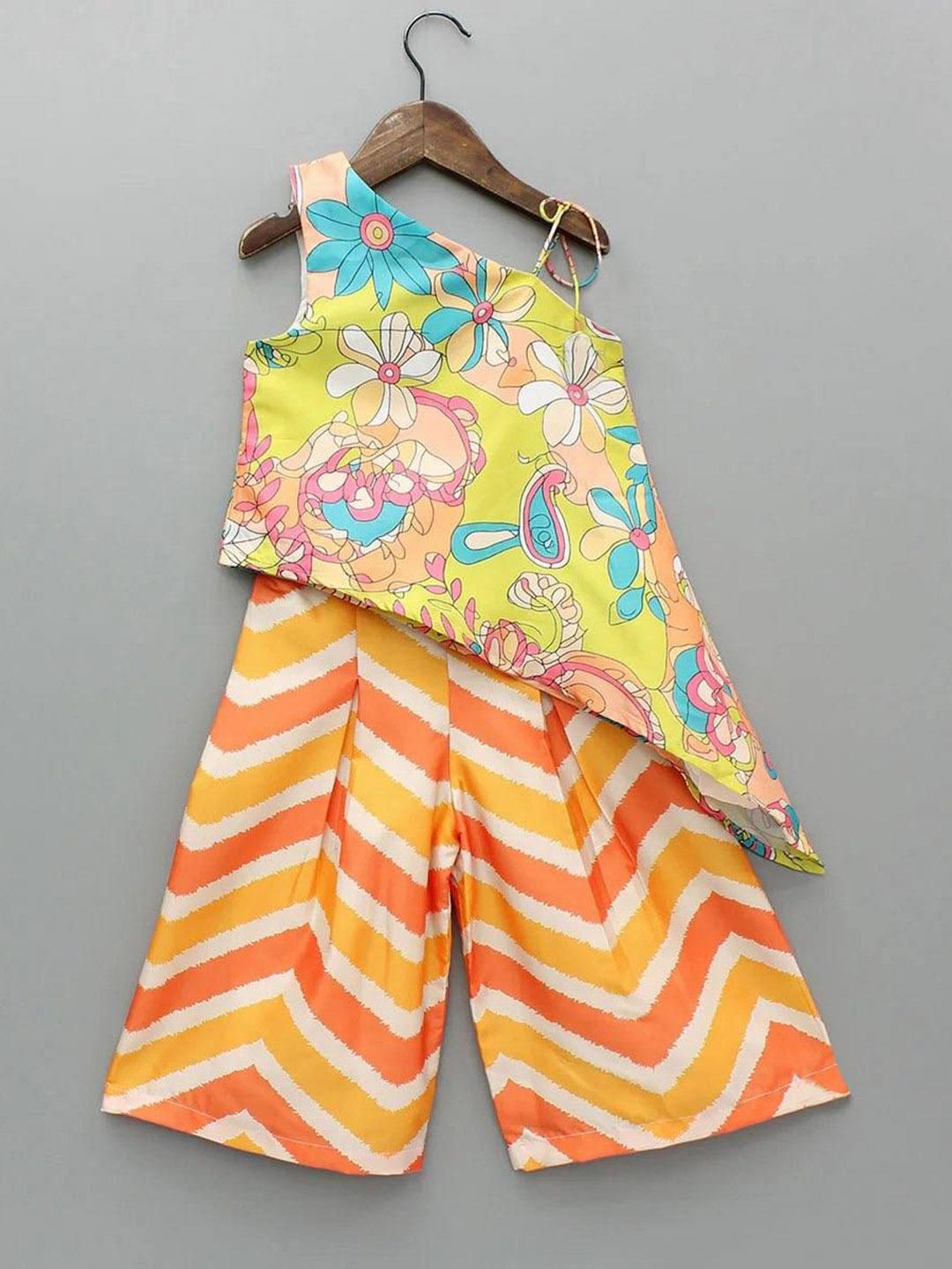 Buy SHAHUDI DESIGNER Girls Floral Printed One Shoulder Top With ...