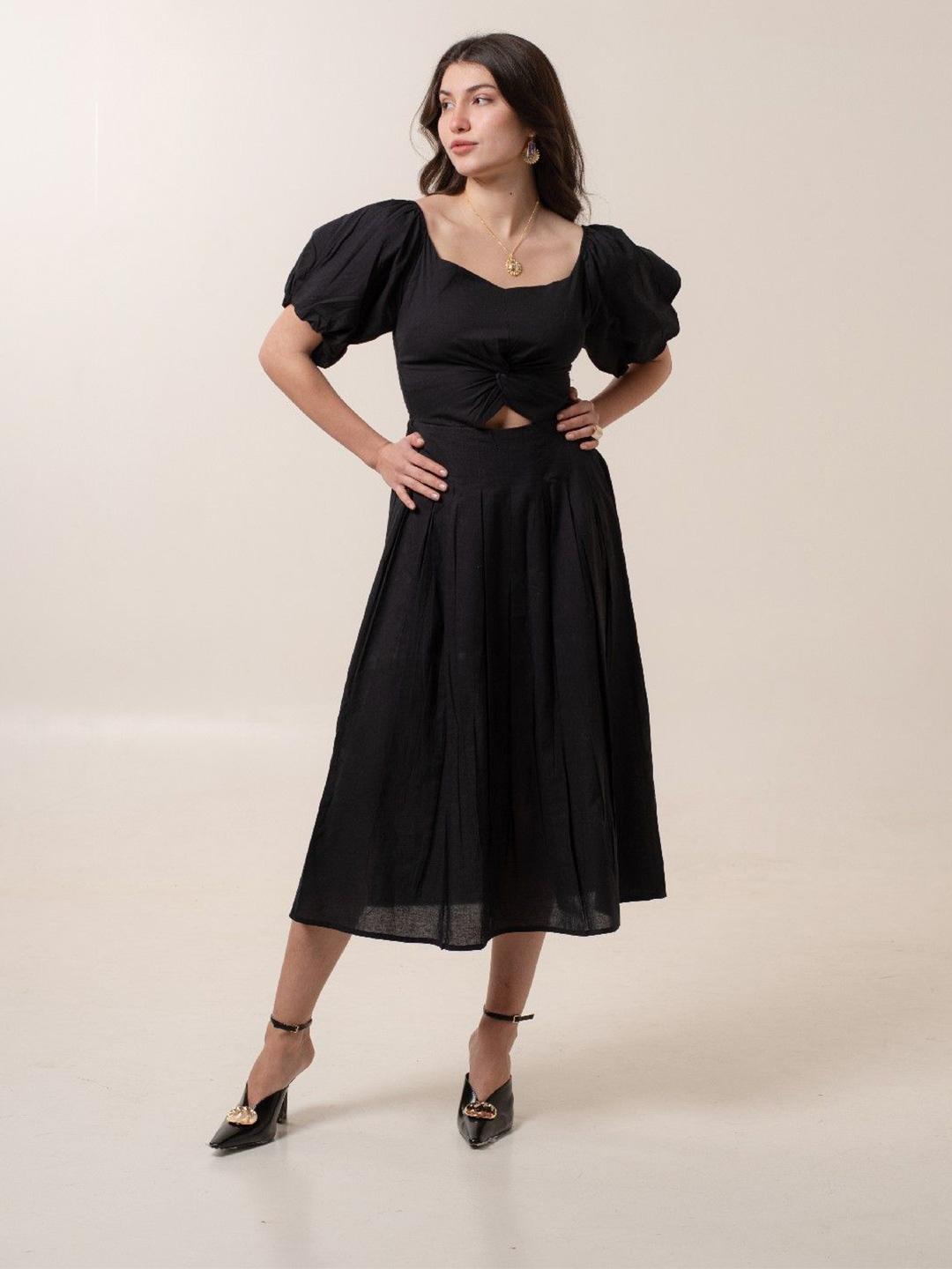 Buy MALVERRA BY HOUSE OF MALKAA Women Puff Sleeve Smocked Fit & Flare ...