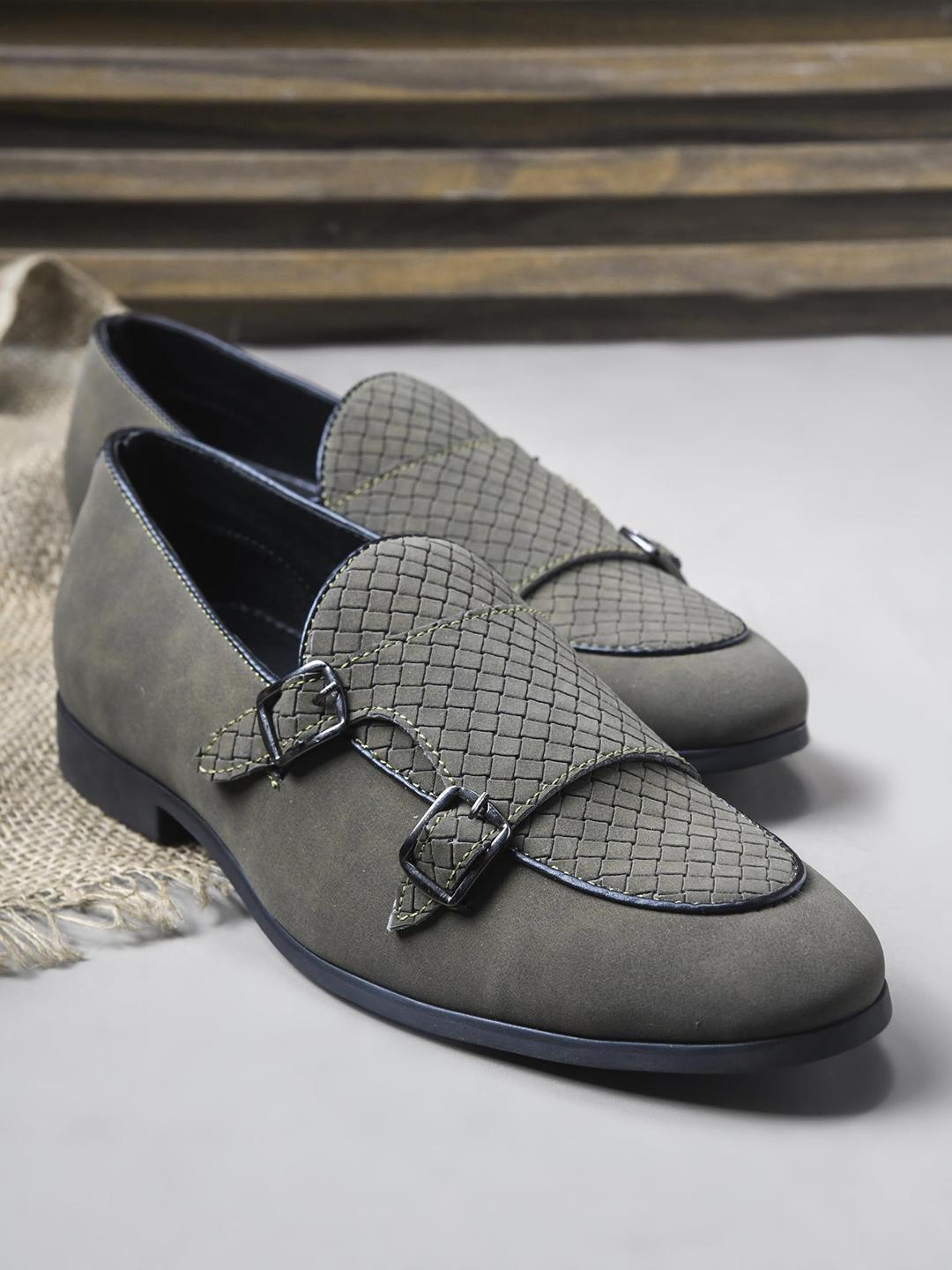 Buy WAVE WALKER Men Textured Suede Monks With Buckles - Casual Shoes ...