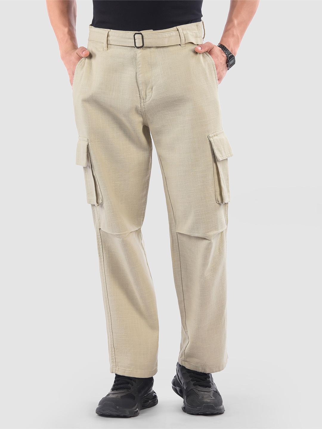 Buy Beyoung Men Straight Fit Mid Rise Waist Cargo Pants - Trousers for ...