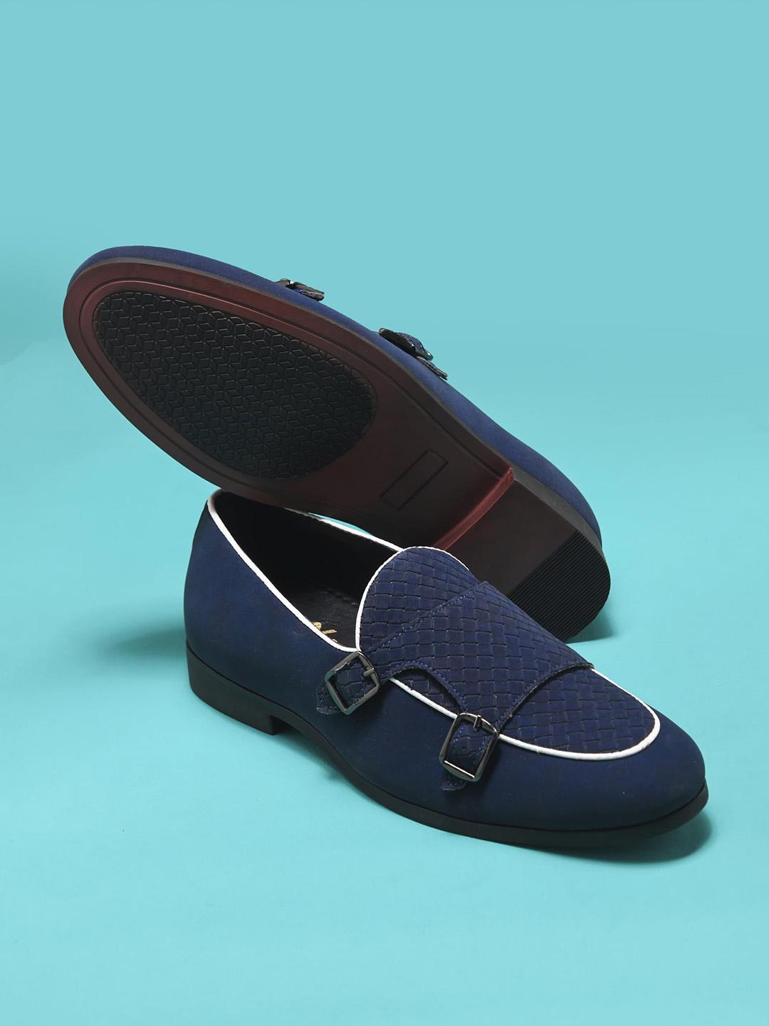 Buy WAVE WALKER Men Textured Suede Monks With Buckles - Casual Shoes ...
