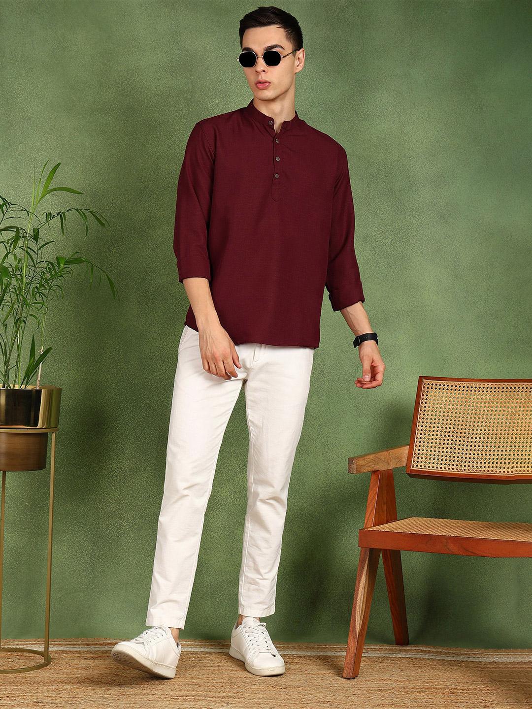 Buy FUBAR Mandarin Collar Straight Kurta - Kurtas for Men 35919144 | Myntra