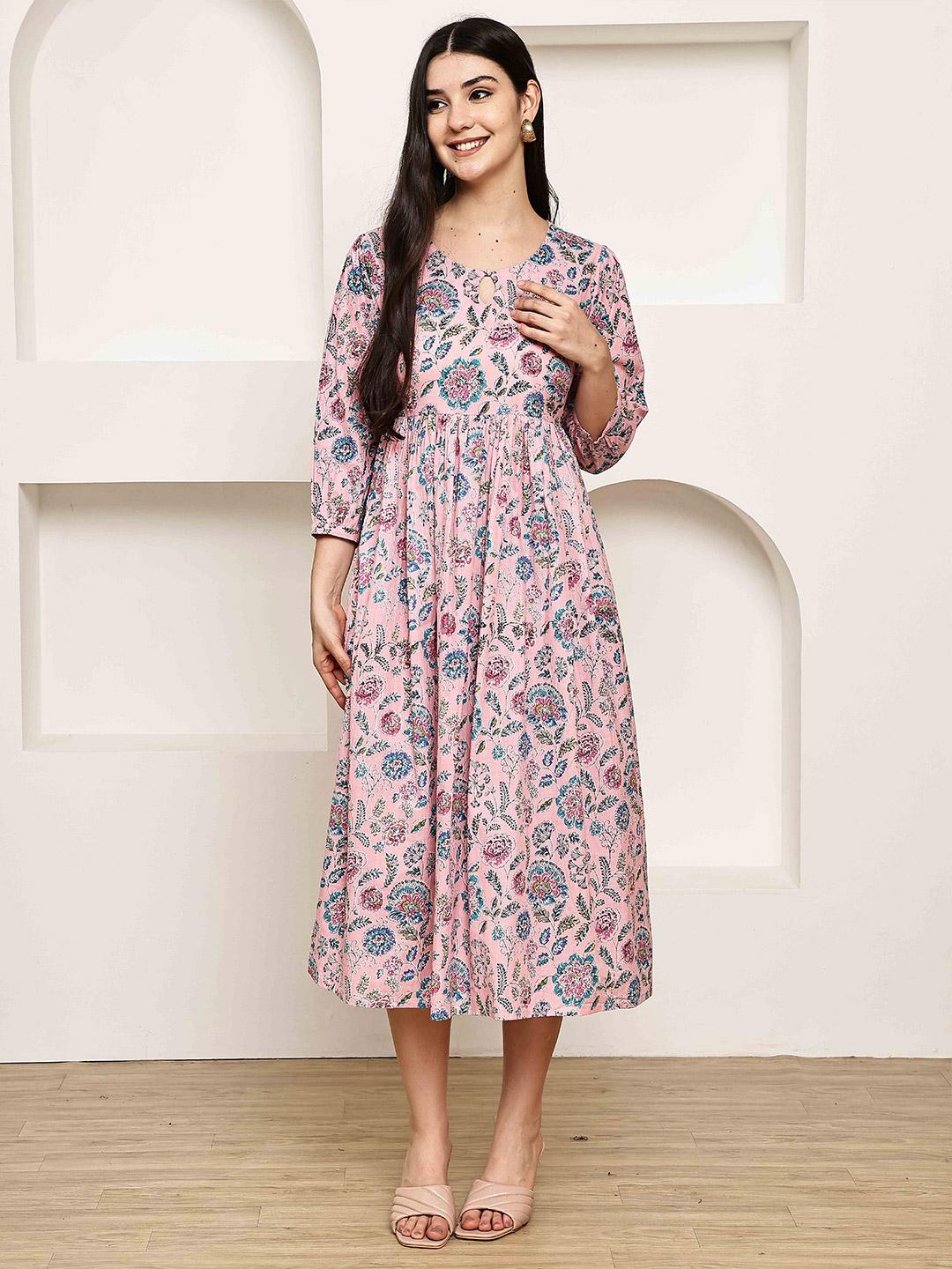 Buy Roly Poly Floral Printed Cotton Fit & Flare Midi Dress - Dresses ...