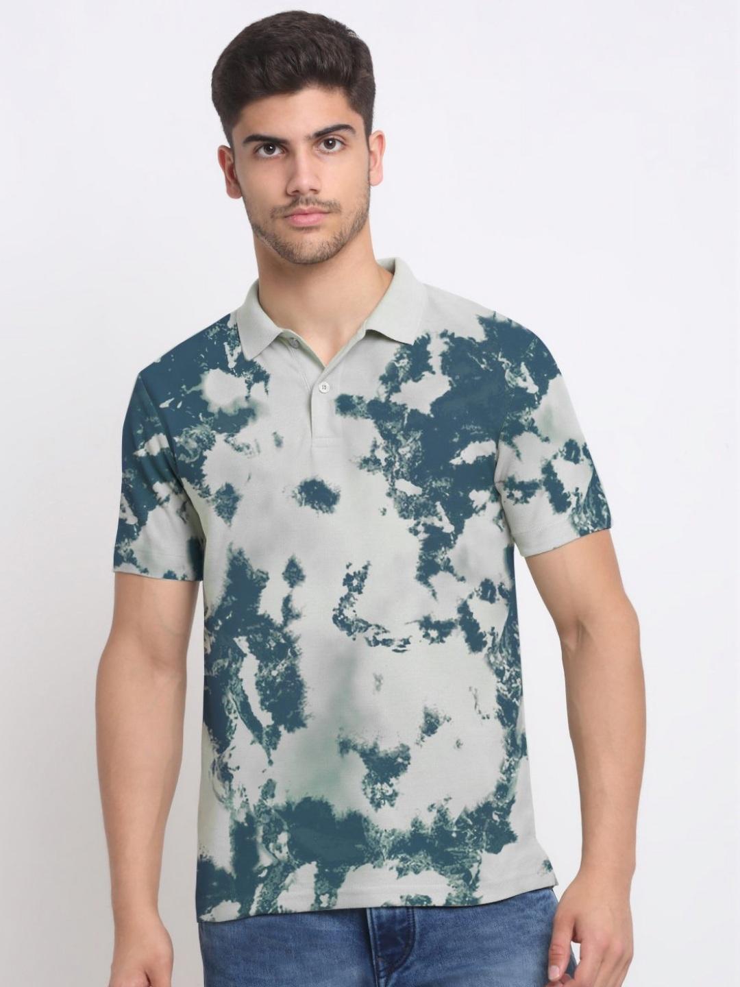 Buy SZN Grey & Blue Graphic Polo Collar T Shirt - Tshirts for Men ...