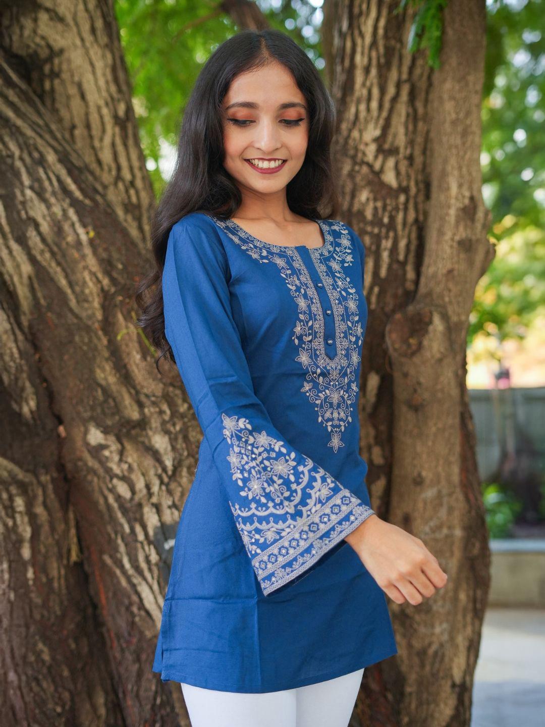 Buy Atha Fashion Floral Embroidered Thread Work Pure Cotton Thread Work ...