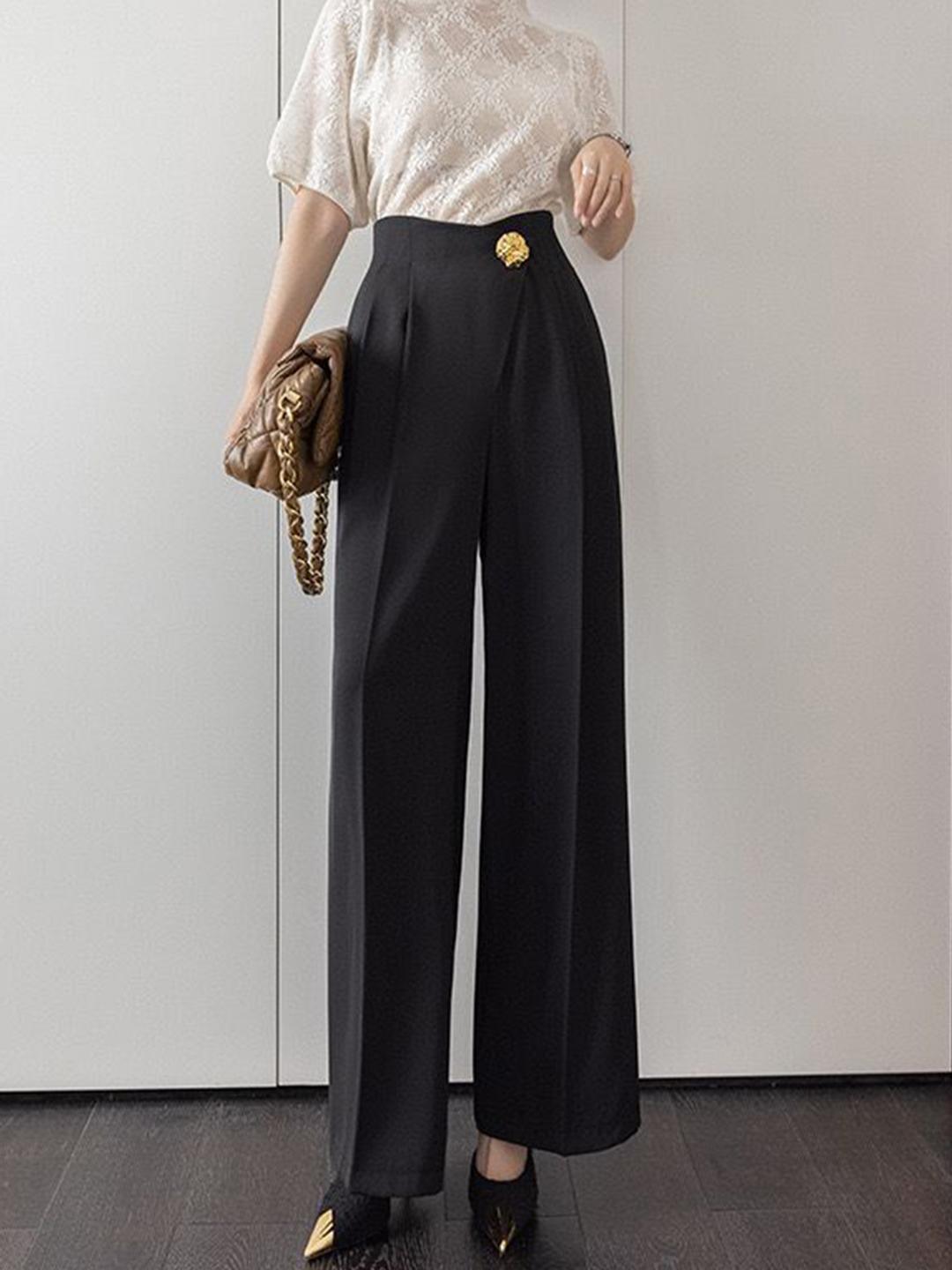 Buy Miss Mosa By Akanksha Women Feodra Luxe Formal Pants In Black ...