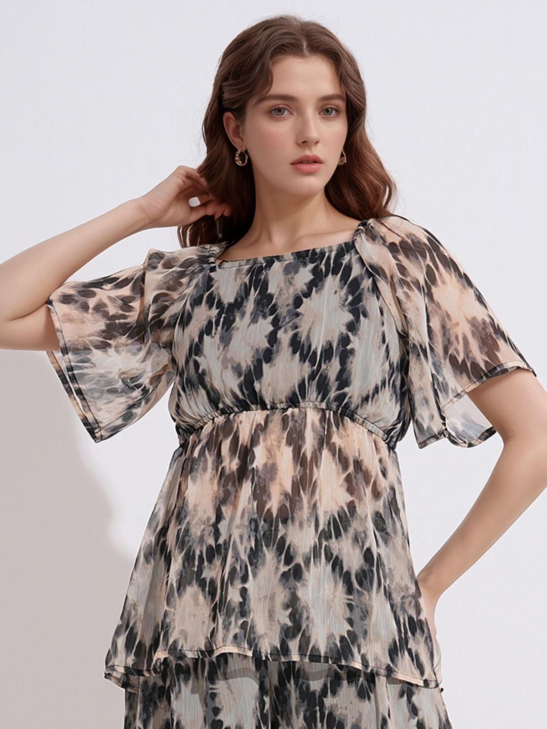 Buy DressBerry Women Printed Flared Sleeves Peplum Top - Tops for Women ...