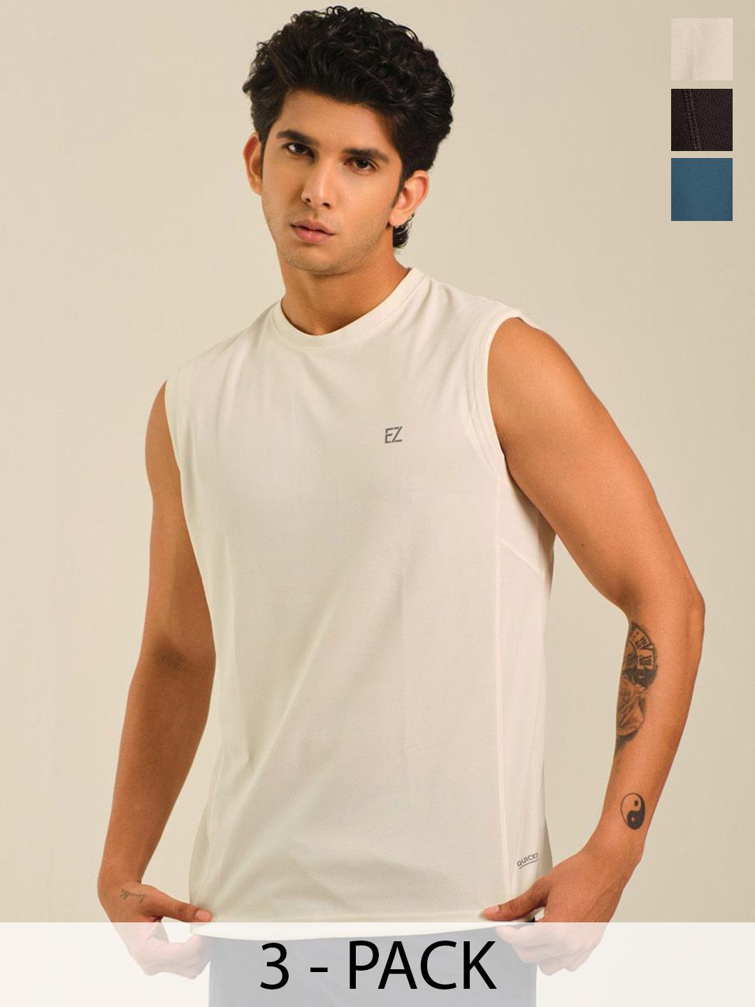 Buy EAZY Men Pack Of 3 Round Neck Dry Fit Tank Vests - Innerwear Vests ...