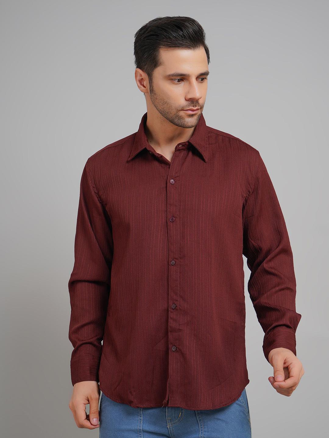 Buy Kushi Flyer Men Comfort Fit Textured Spread Collar Casual Shirt ...