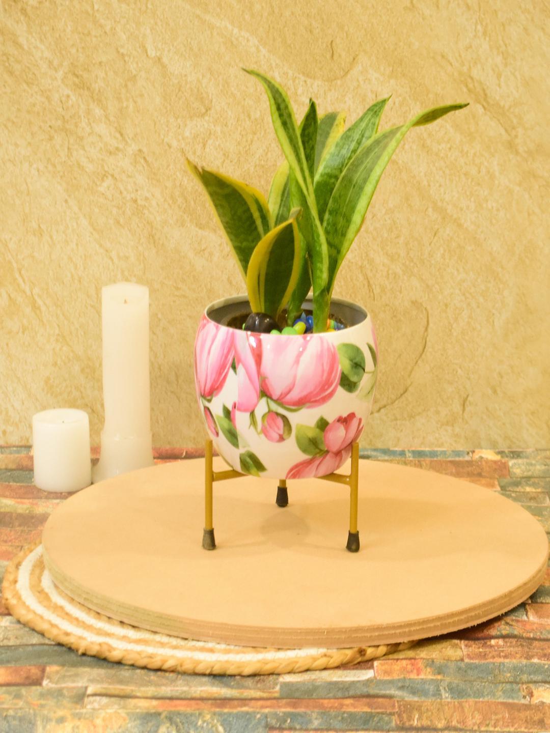Buy SONE KEY CHIDIYA Pink Floral Printed Handmade Meenakari Planter ...
