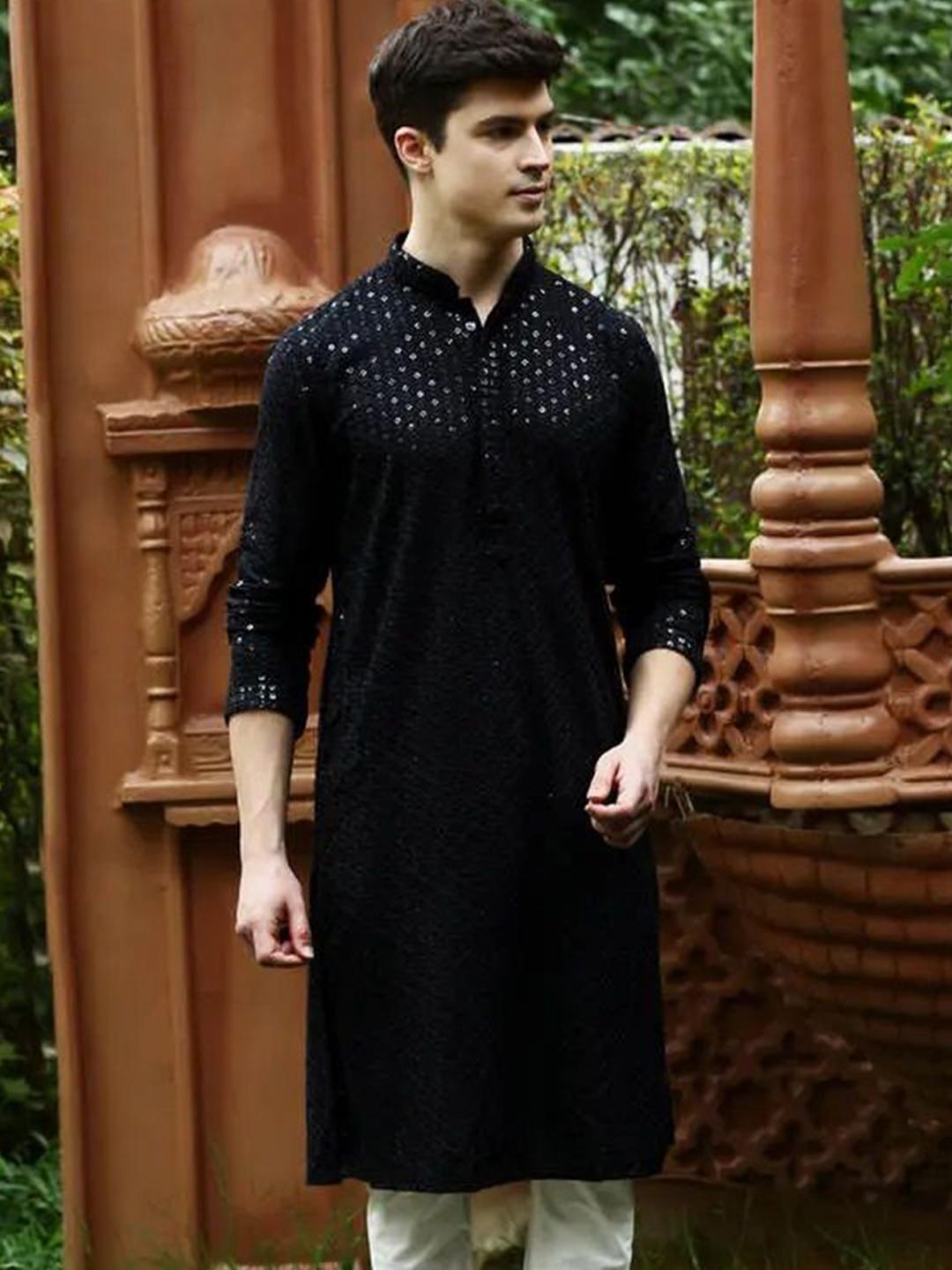 Buy CHARLOTTE GRACIOUS Men Ethnic Motifs Embroidered Chikankari ...