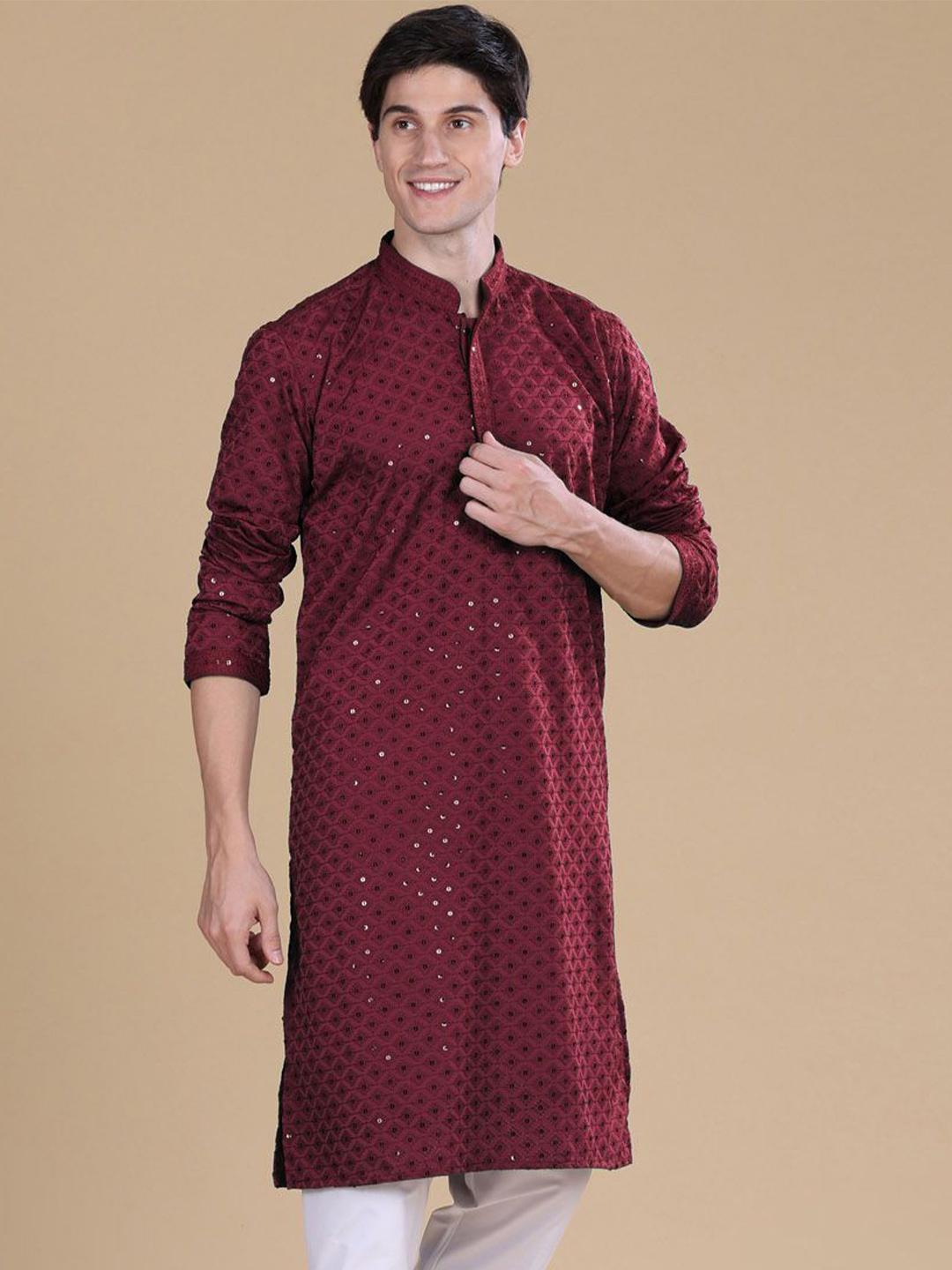 Buy CHARLOTTE GRACIOUS Men Ethnic Motifs Embroidered Festive Straight ...