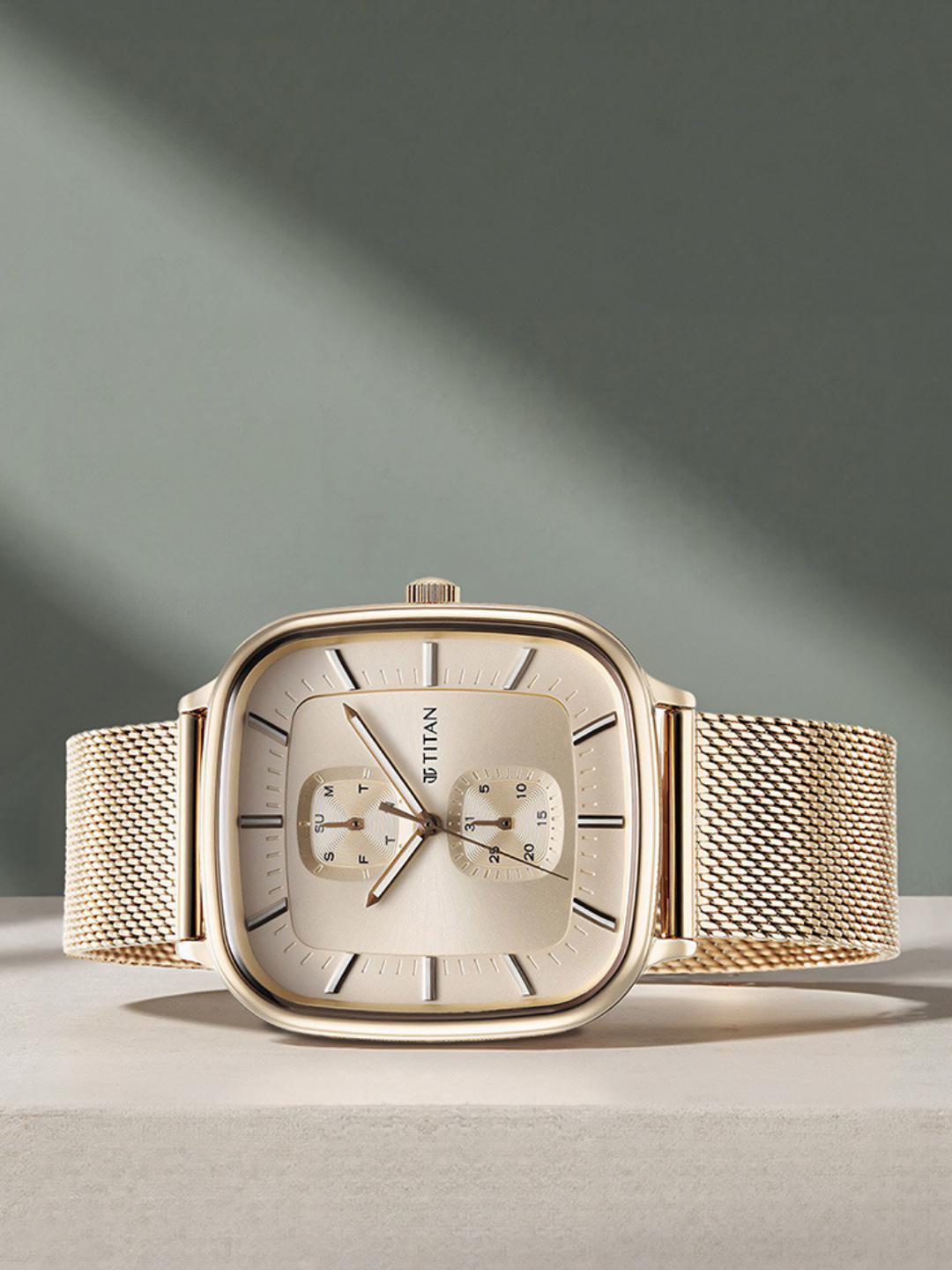 Buy Titan Men Stainless Steel Bracelet Style Straps Analogue Watch ...