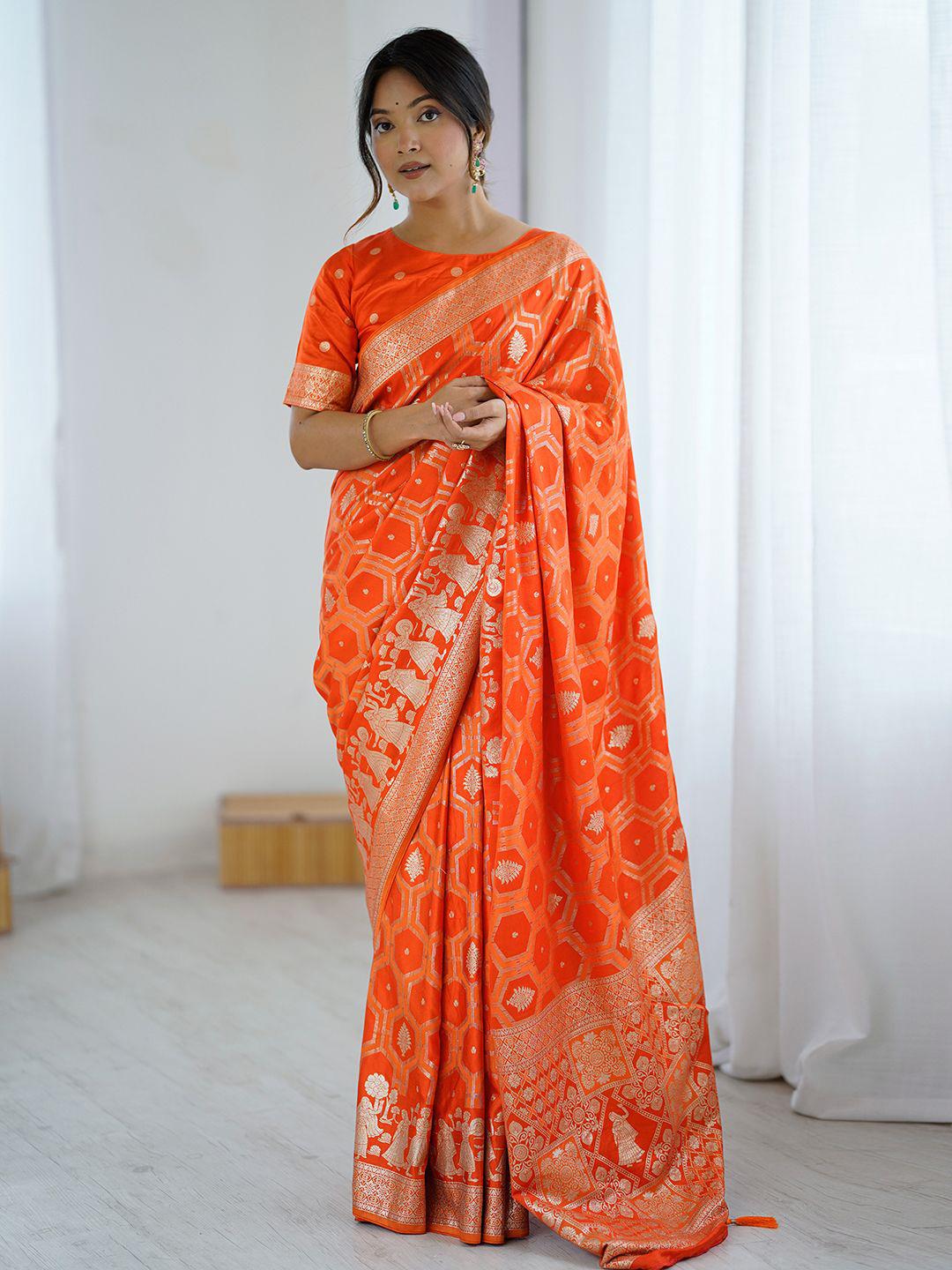 Buy Satrani Ethnic Motifs Woven Design Saree - Sarees for Women ...