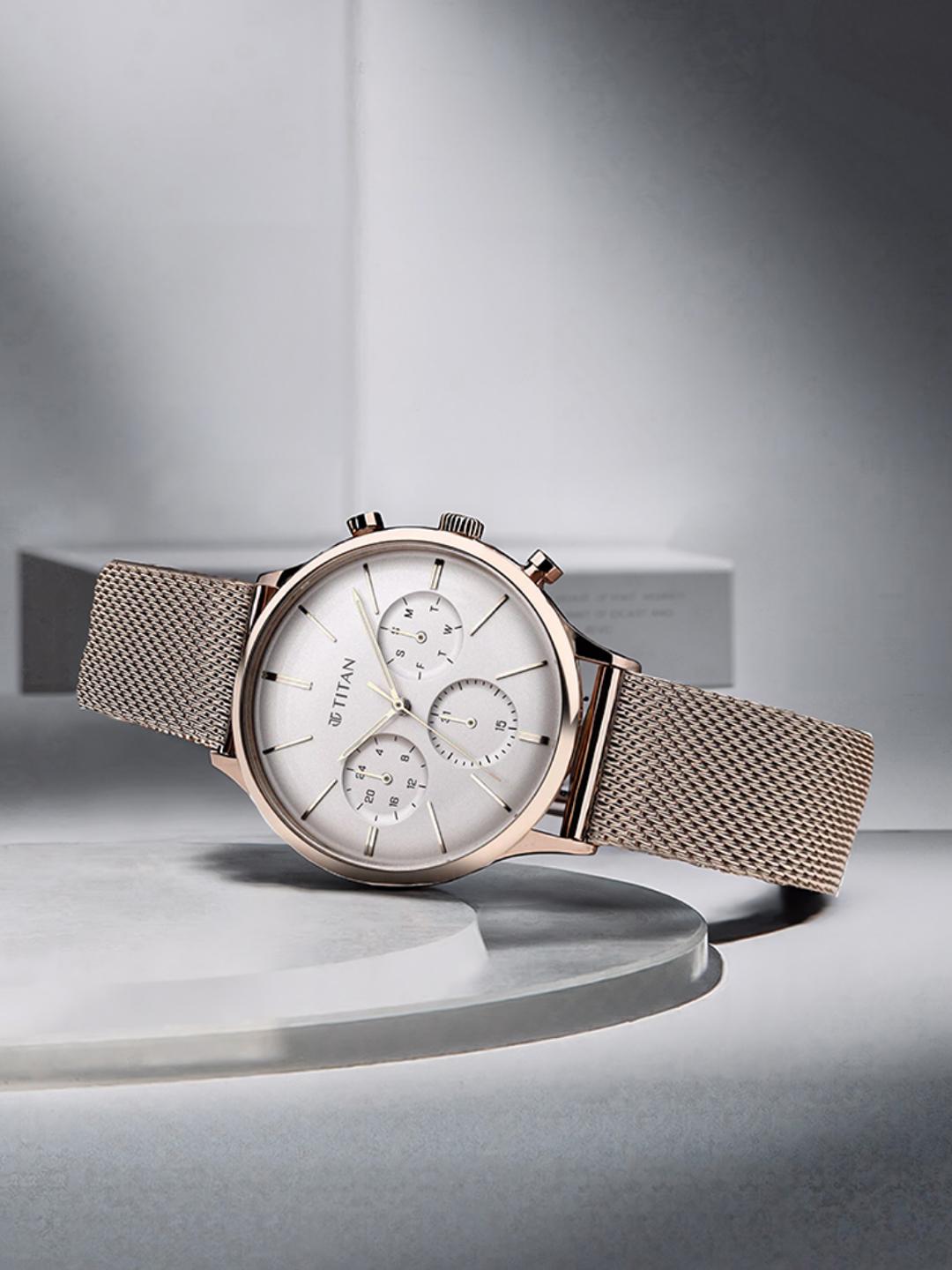 Buy Titan Men Rose Gold Stainless Steel Analogue Watch 90134WM01 ...