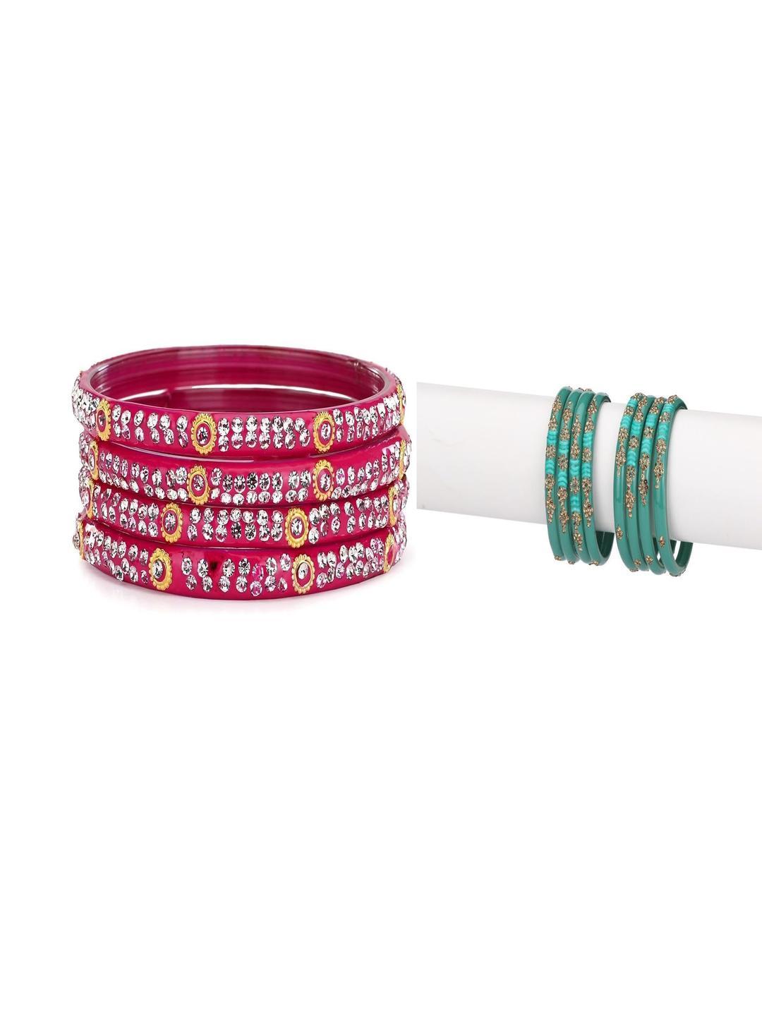 Buy 1ST TIME Set Of 12 Pink Alloy Antique Bangles - Bangle for Women ...