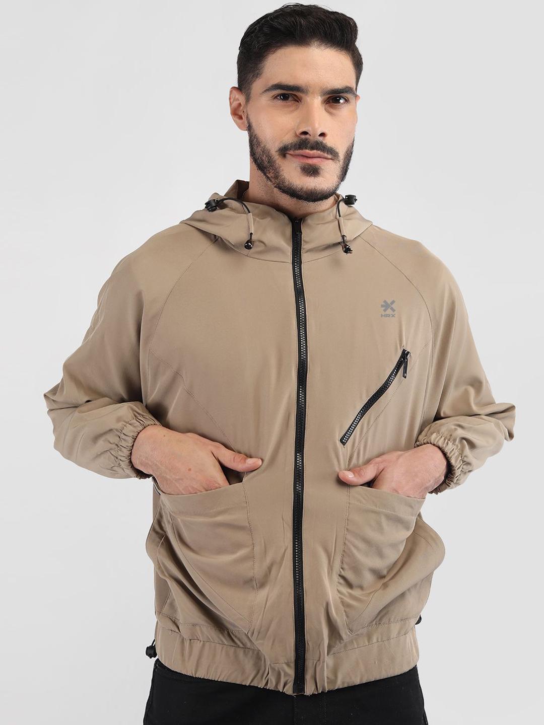 Buy HRX By Hrithik Roshan Men Hooded Solid Windcheater Bomber Jacket ...