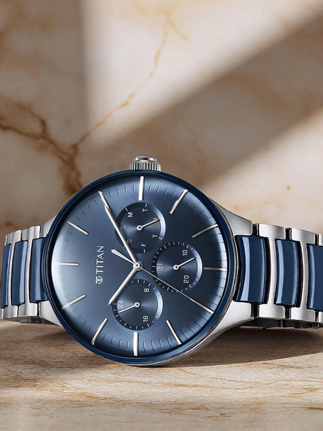 Buy Titan Ceramic Fusion Multifunction Analog With Blue Dial Watch For ...