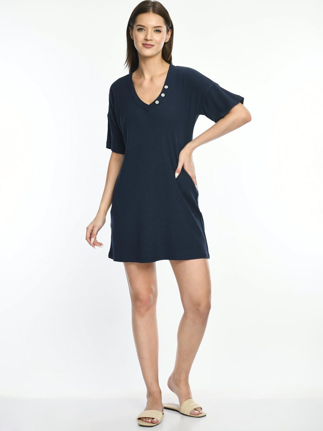 Buy PRETILLY Women Ribbed Cotton A Line Mini Dress - Dresses for Women ...