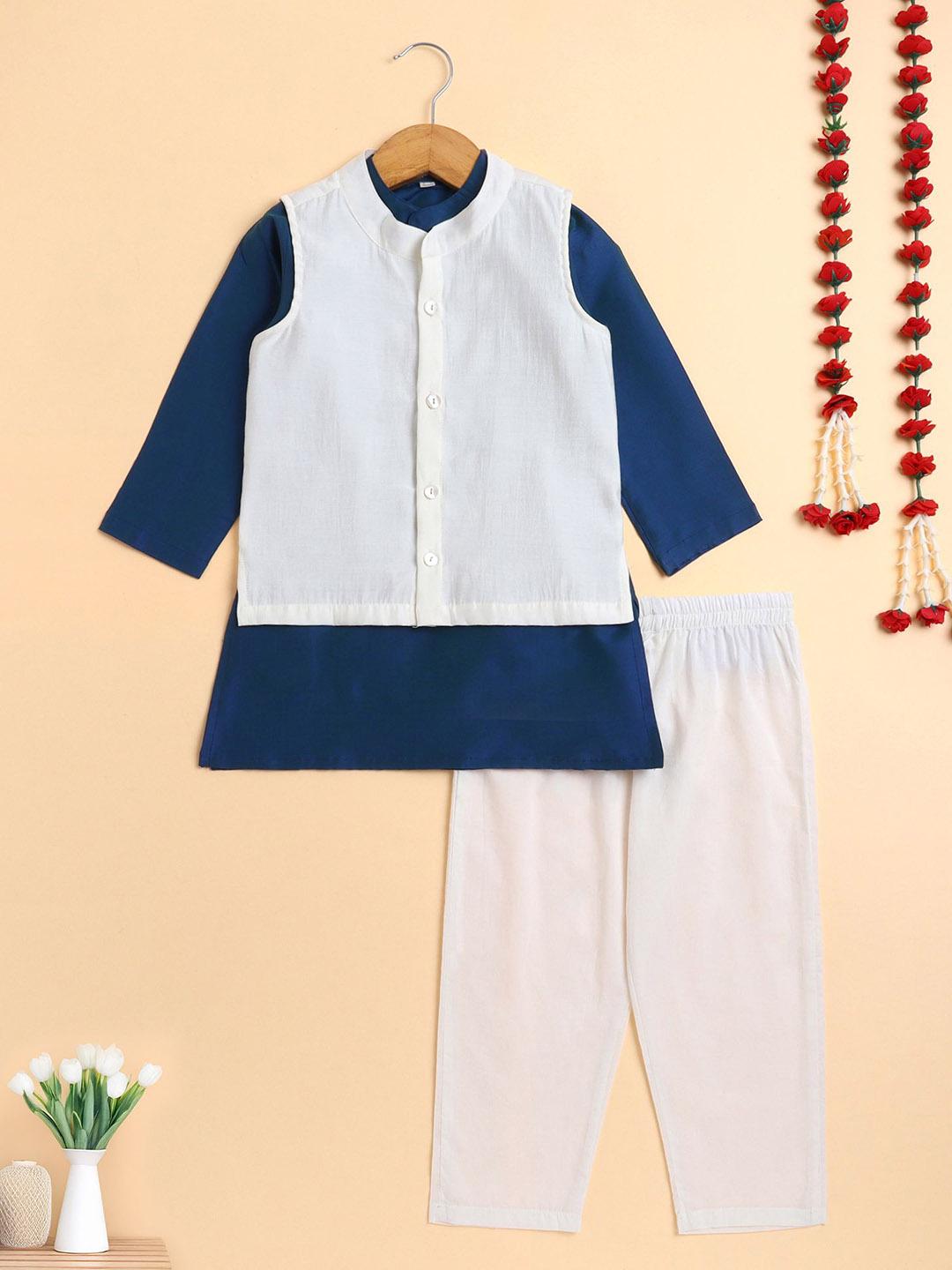 Buy The Magic Wand Boys Regular Pure Cotton Kurta With Pyjamas - Kurta ...