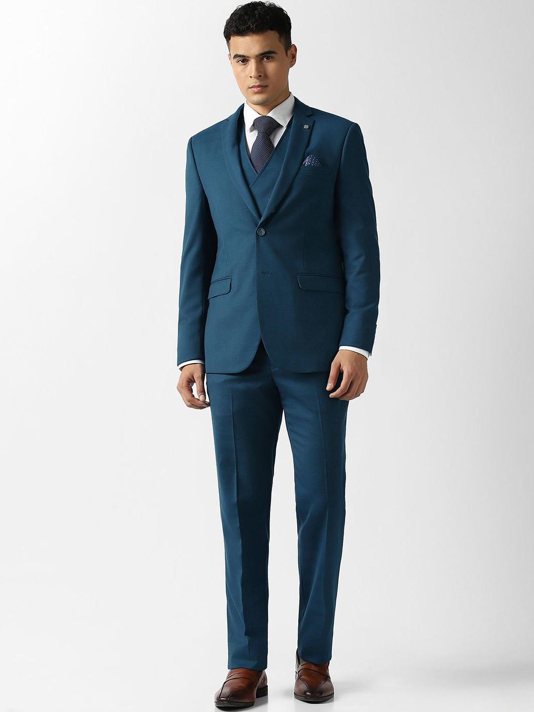 Buy Van Heusen Men Slim Fit Single Breasted Three Piece Suit - Suits ...