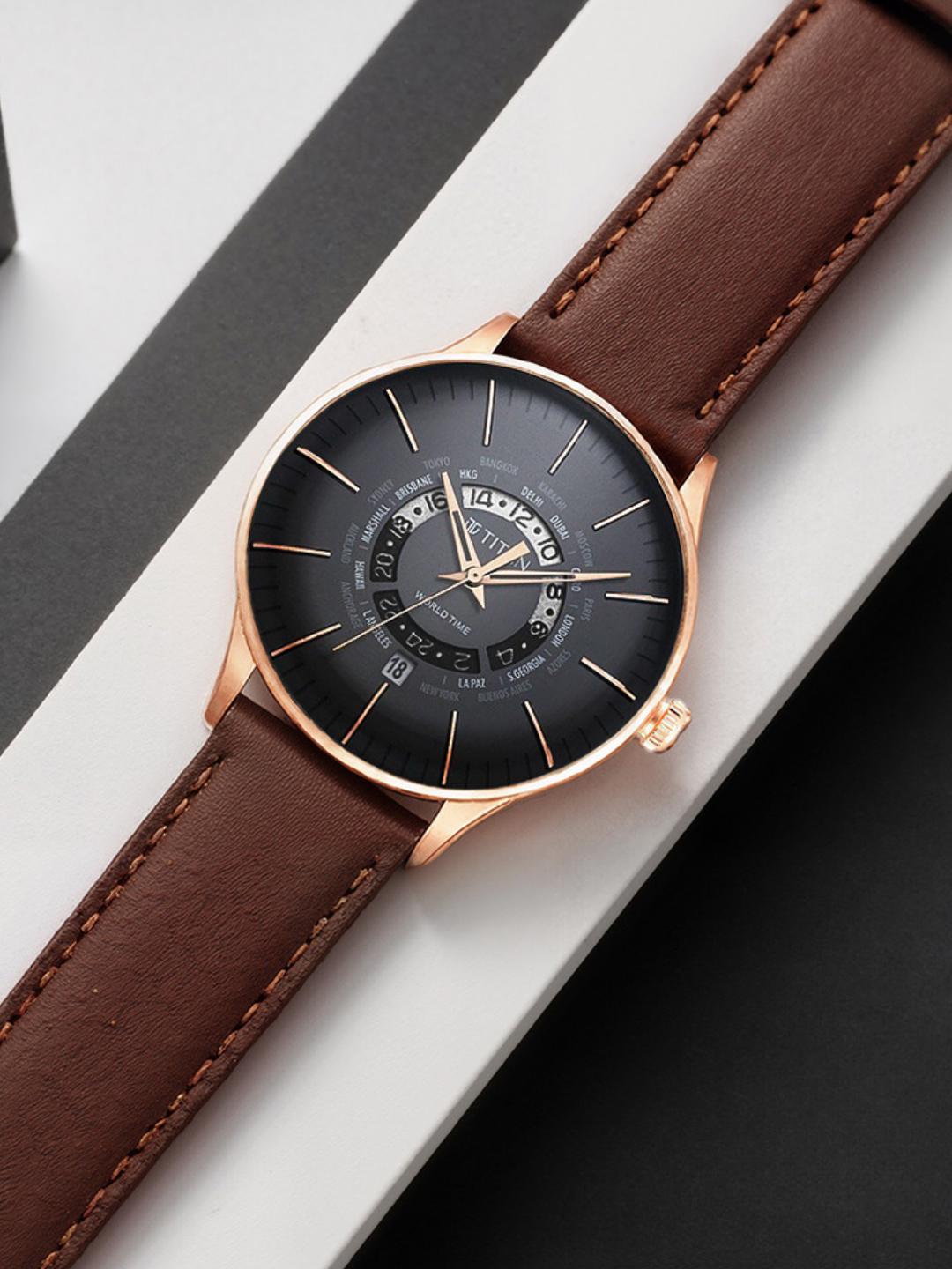 Buy Titan World Time Quartz Analog With Black Dial Watch For Men ...