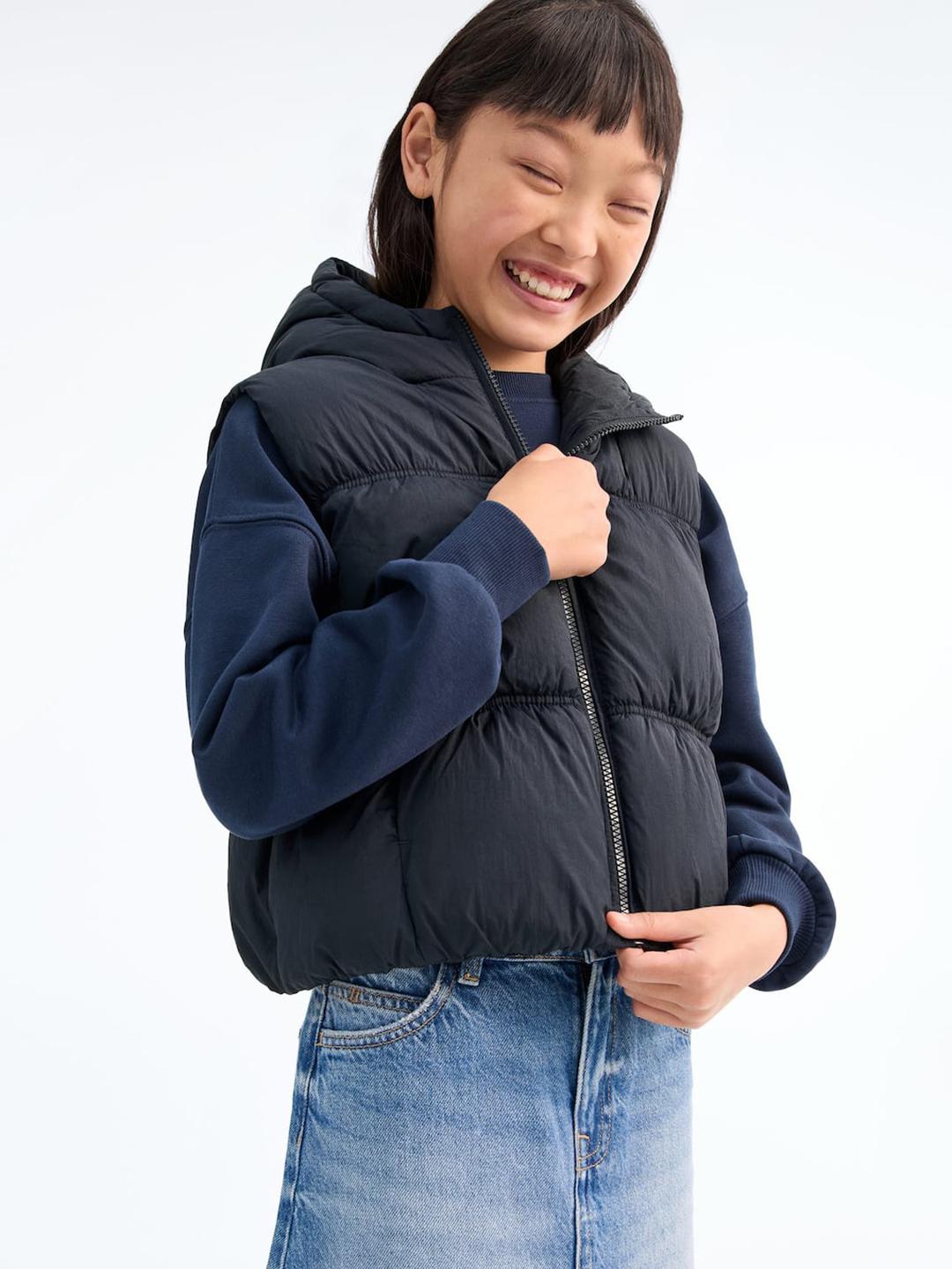 Buy Mango Kids Girls Hooded Gilet Jacket - Jackets for Girls 35779433 ...