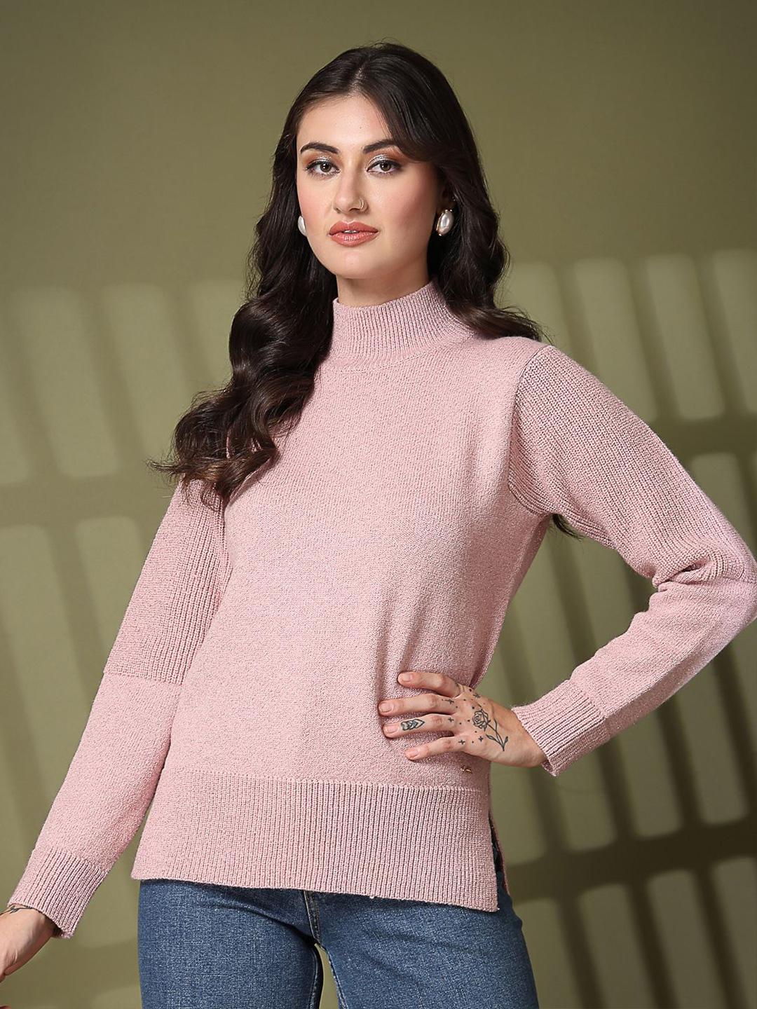 Buy Juelle Women Mock Neck Ribbed Woollen Pullover - Sweaters for Women ...