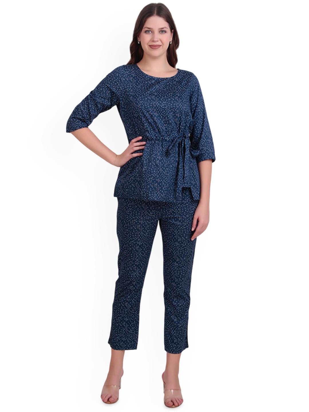 Buy Pose India Floral Printed Round Neck Pure Cotton Tunic With Trouser ...