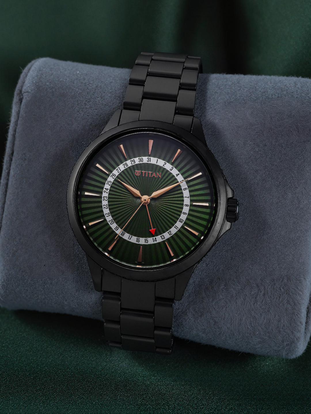 Buy Titan Men Brass Dial & Stainless Steel Straps Analogue Watch ...