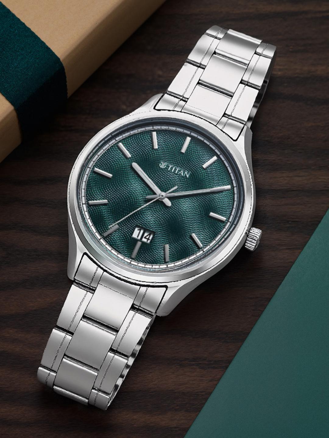 Buy Titan Men Brass Dial & Stainless Steel Bracelet Style Straps ...