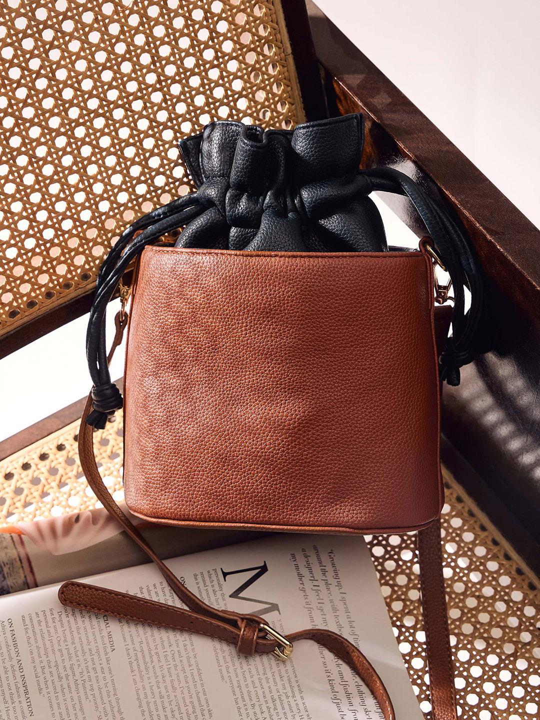 Buy DressBerry Tan Structured Shoulder Bag With Fringed - Handbags for ...