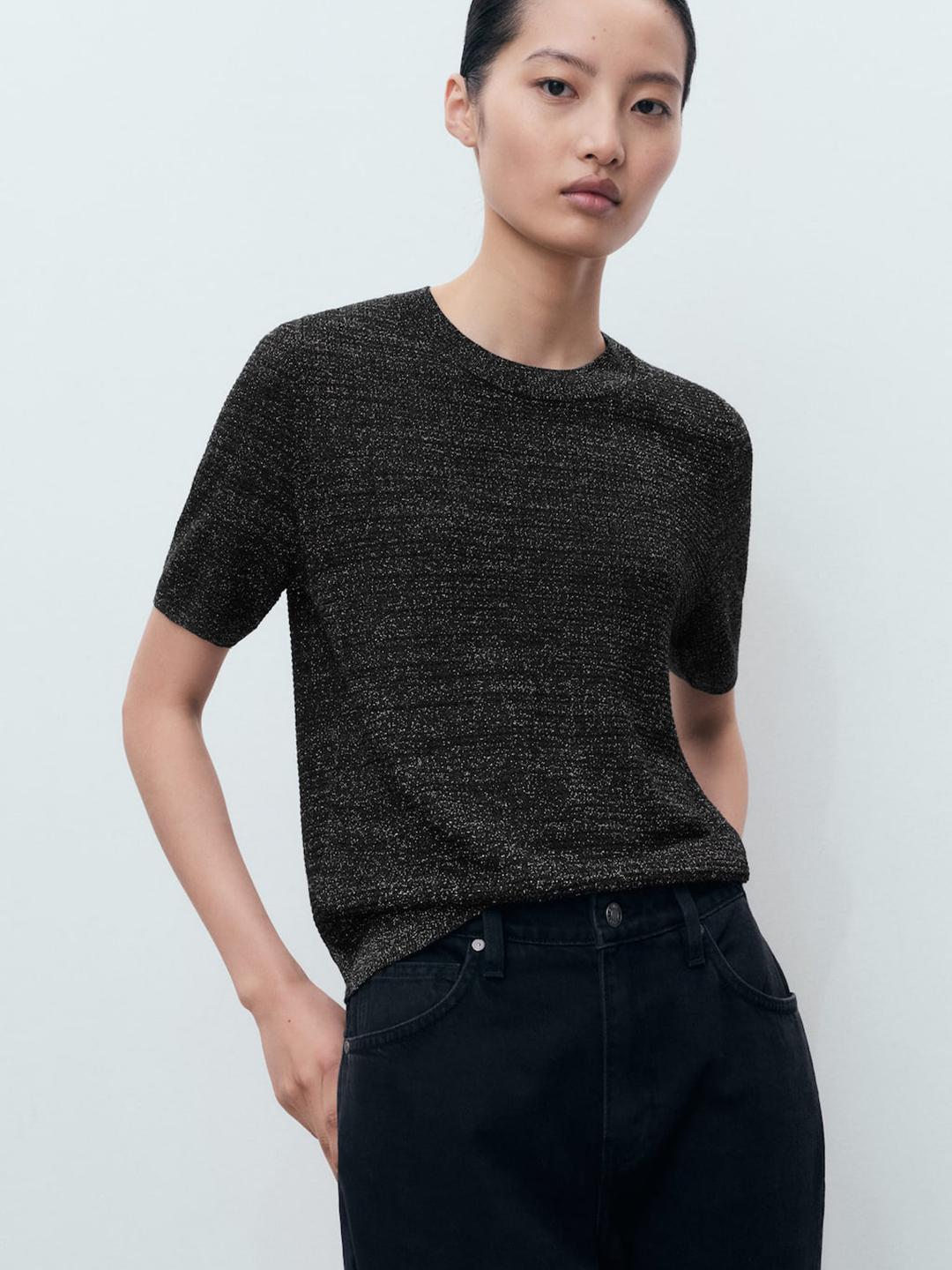 Buy MANGO Round Neck Lurex Pullover - Sweaters for Women 35837649 | Myntra