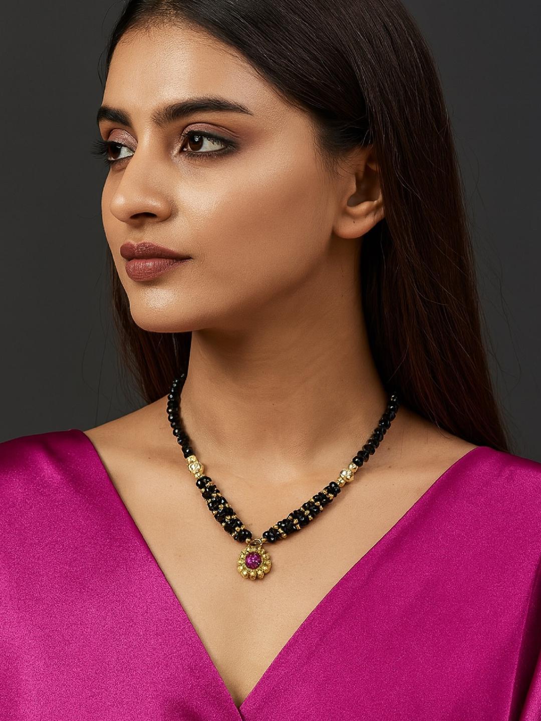 Buy SONI JEWELLERY Maharashtrian Tanmaniya Marathi Mani Mala Thushi ...