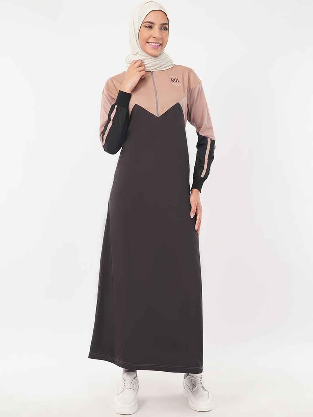 Buy IDH London Split Tone Colourblcoked Round Neck Jilbab - Burqas for ...