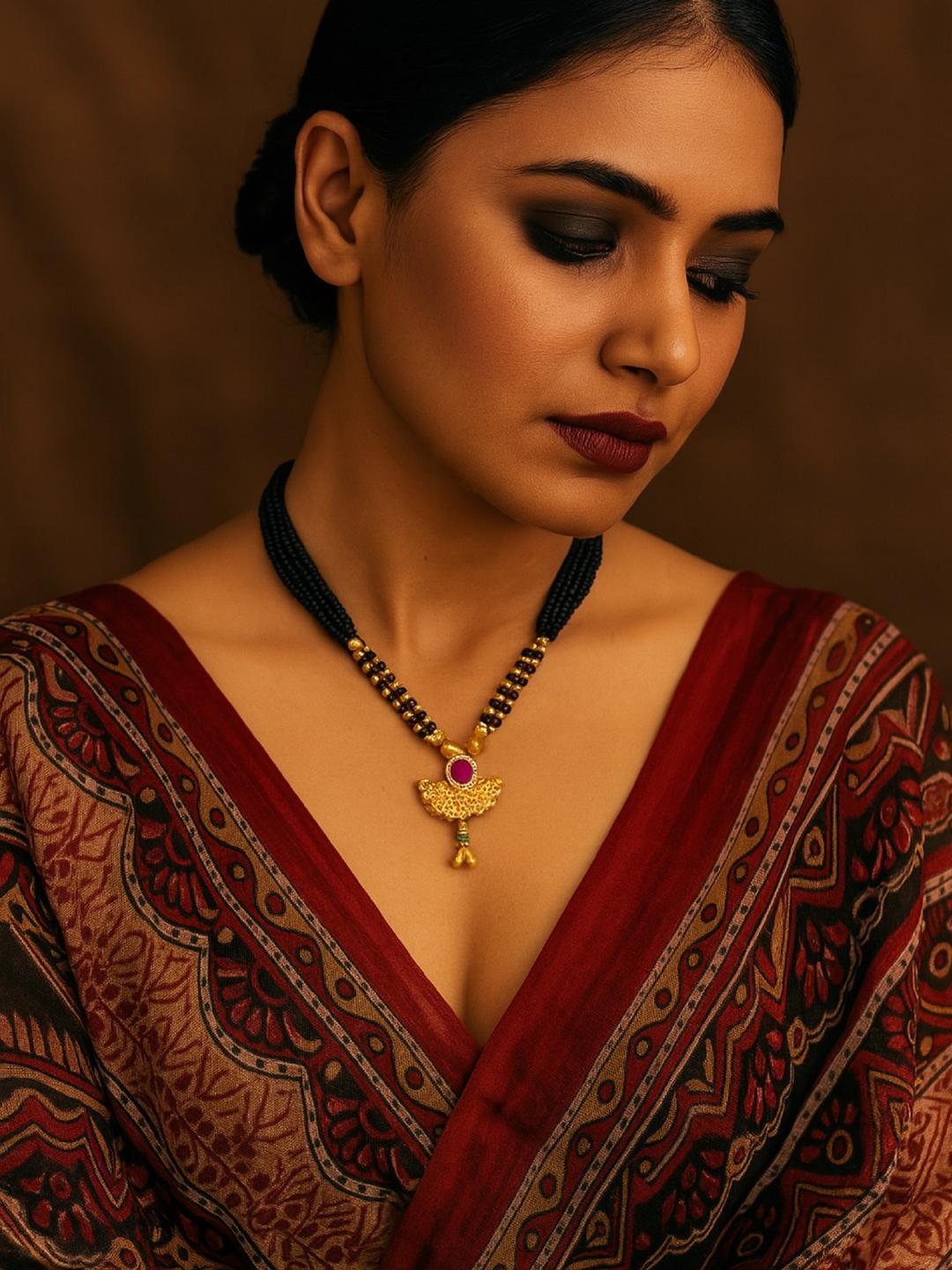 Buy SONI JEWELLERY Maharashtrian Tanmaniya Marathi Mani Mala Thushi ...