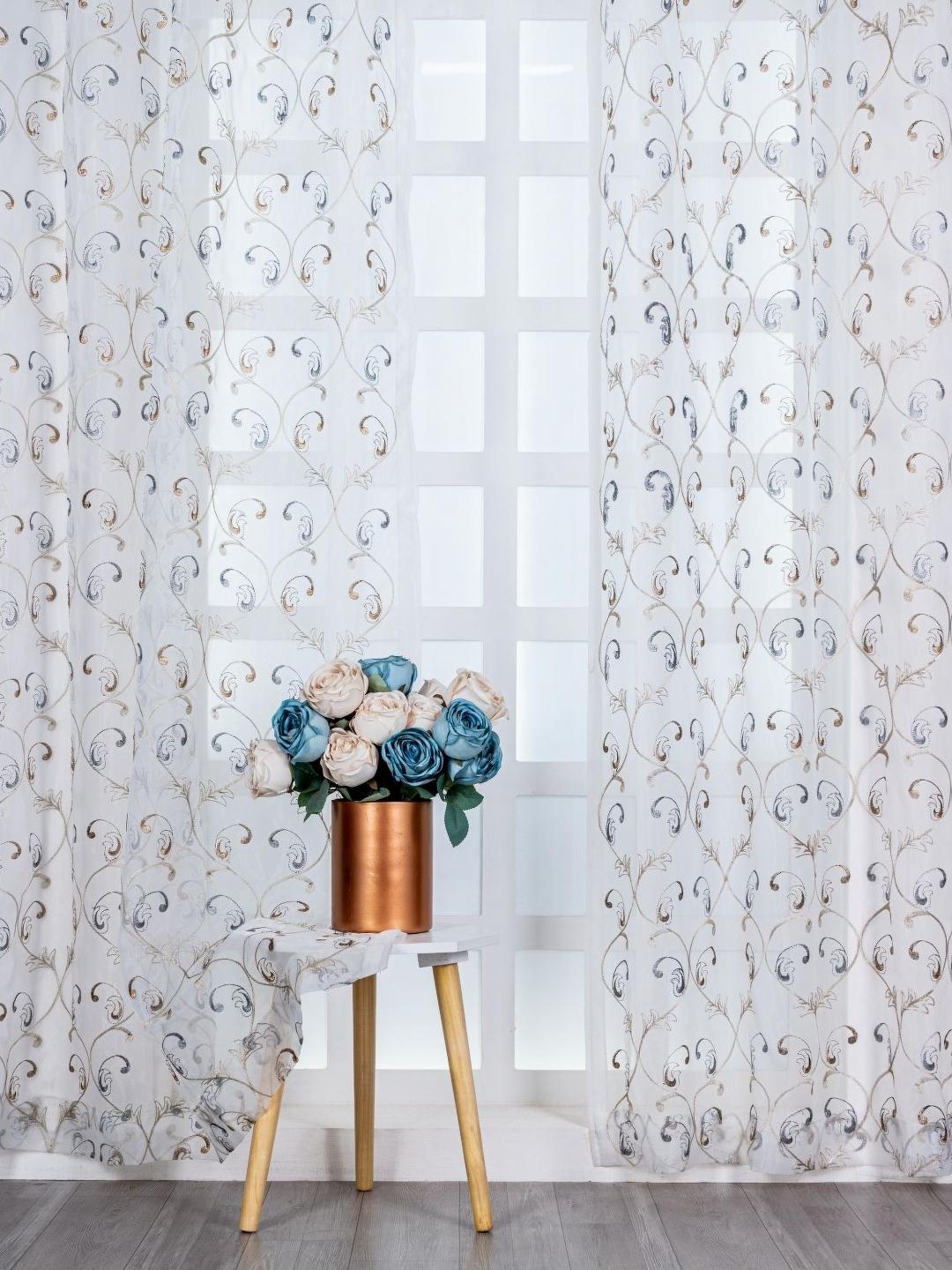 Buy Parda Online Ethnic Motifs Sheer Long Door Curtain - Curtains And ...
