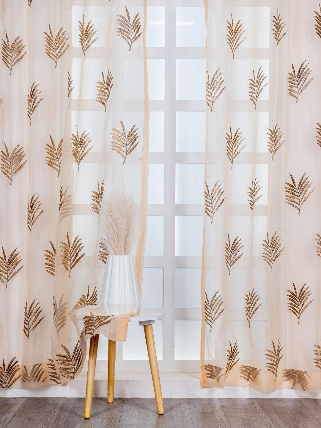 Buy Parda Online Set Of 2 Ethnic Motifs Sheer Window Curtain - Curtains ...