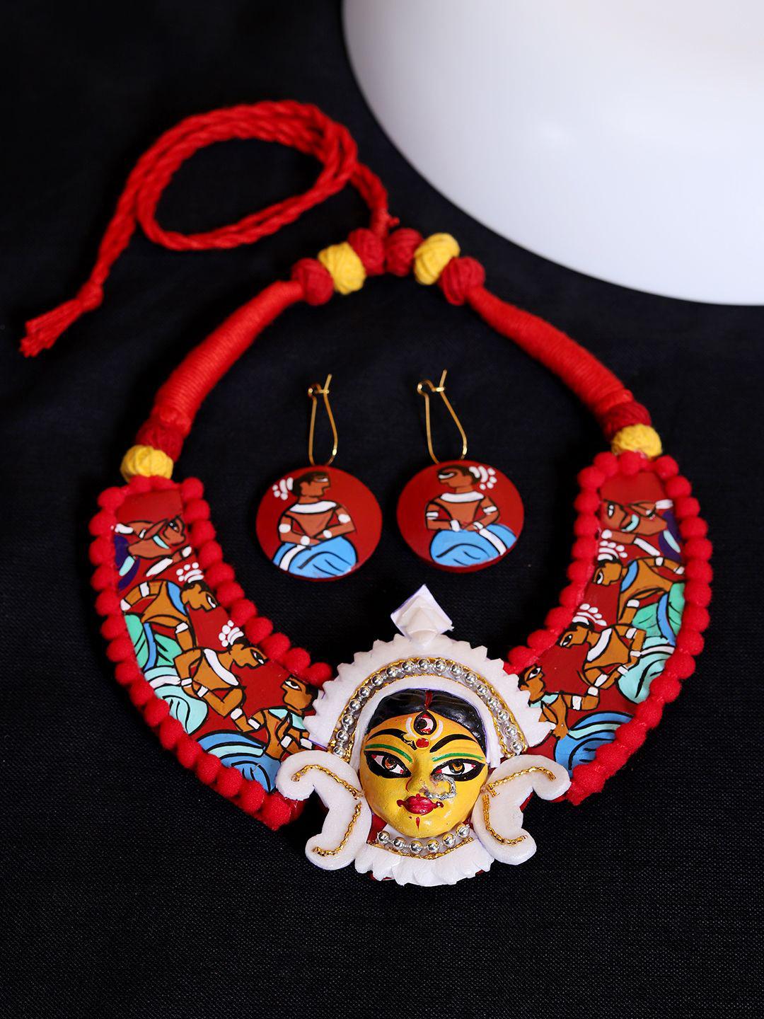 Buy FIROZA Mahamaya Printed Terracotta Jewellery Set - Jewellery Set ...