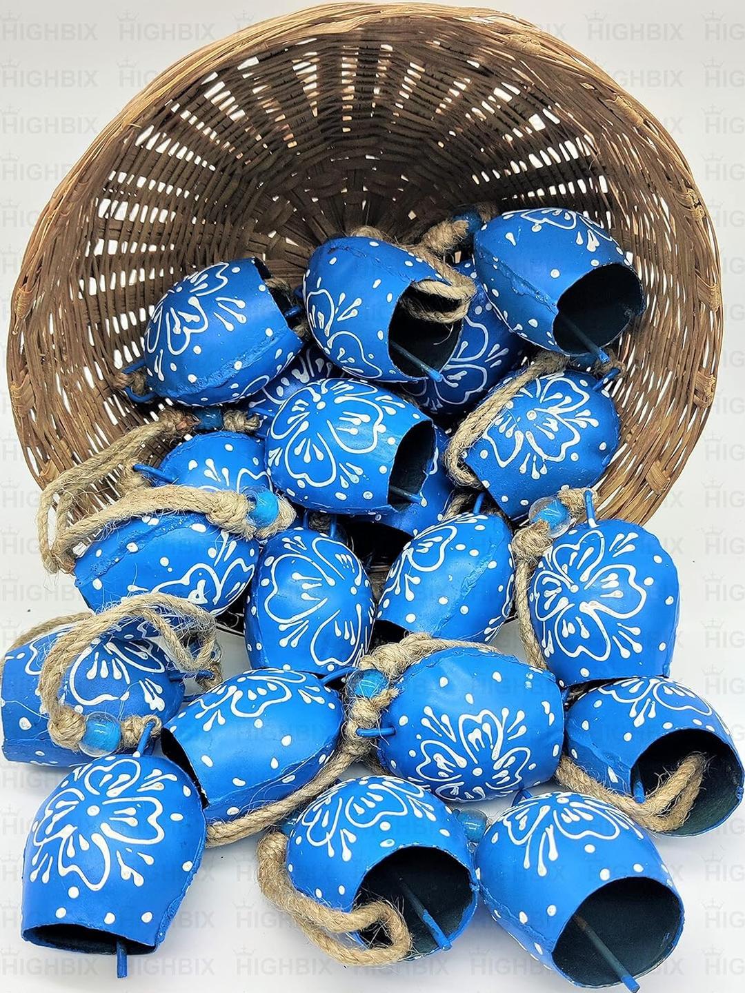 Buy Hand Painted Festive Dcor Hanging Bells Set Of 10 - Wall Decor for ...