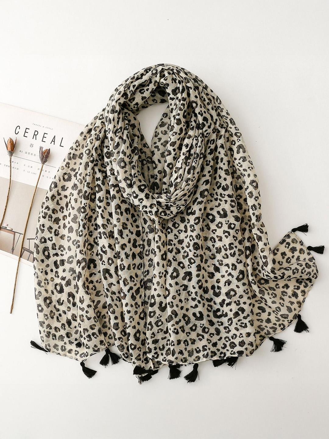 Buy QUECY Women Printed Scarf With Tasselled Border - Scarves for Women ...