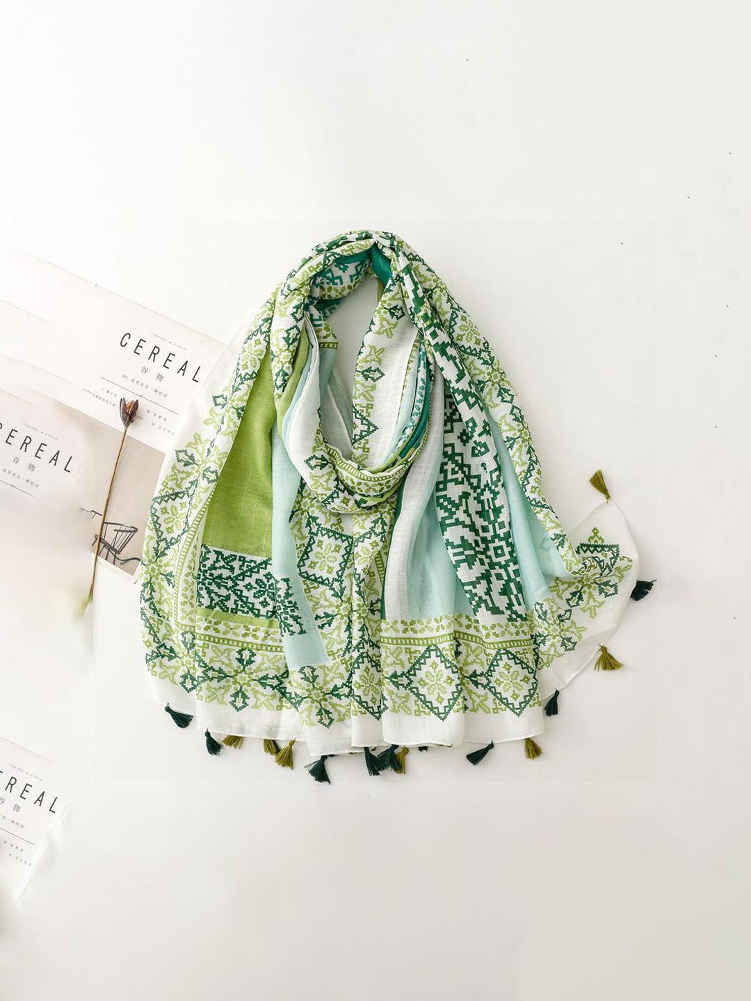 Buy QUECY Women Printed Tasselled Scarf - Scarves for Women 35435262 ...