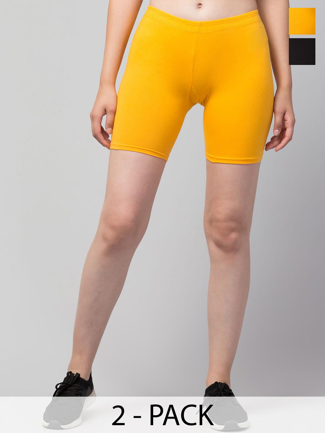Buy CKARFE Women Pack Of 2 Skinny Fit Cycling Sports Shorts - Shorts ...