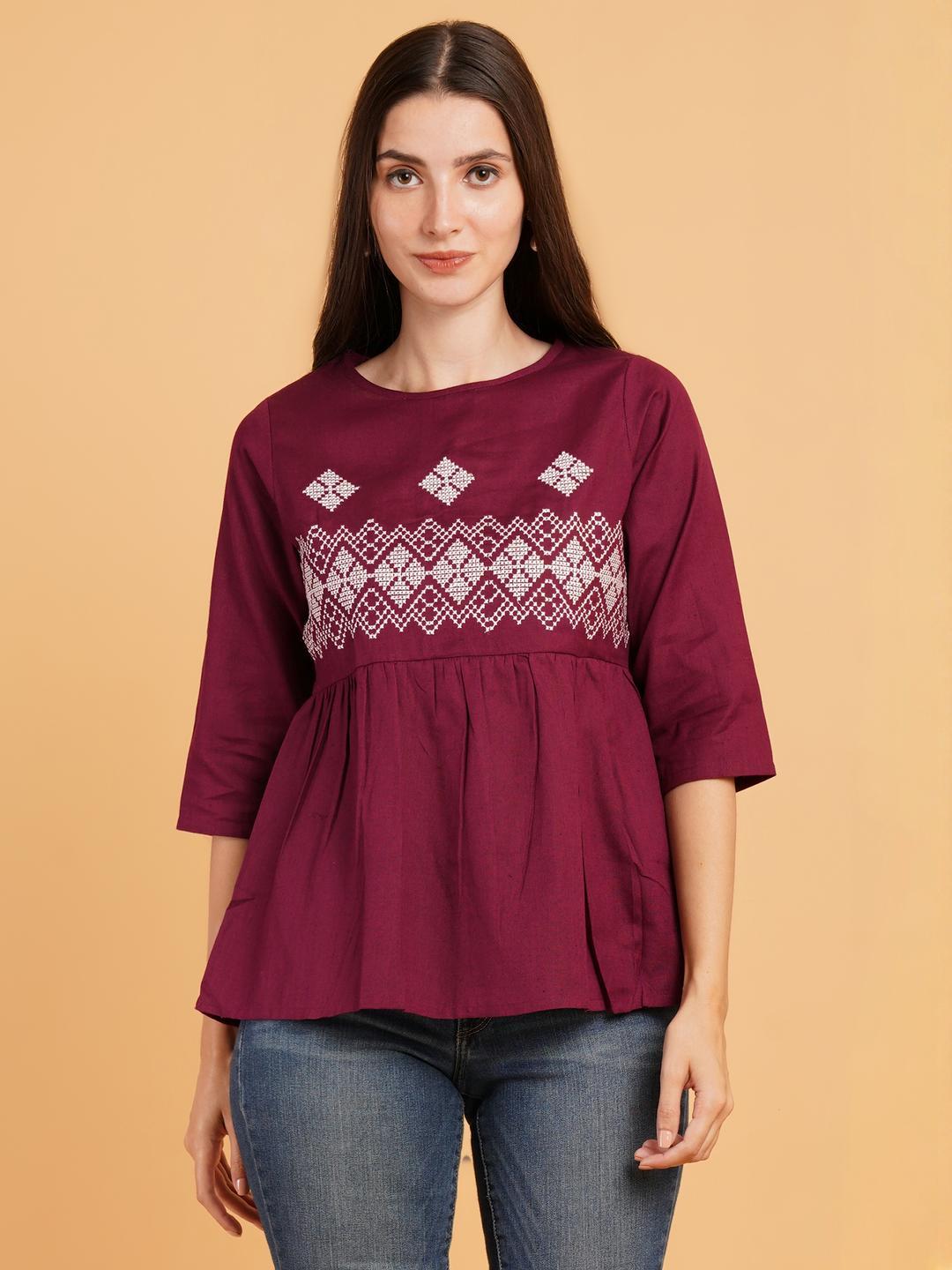 Buy Ethic Glance Women Maroon Tops - Tops for Women 35476704 | Myntra
